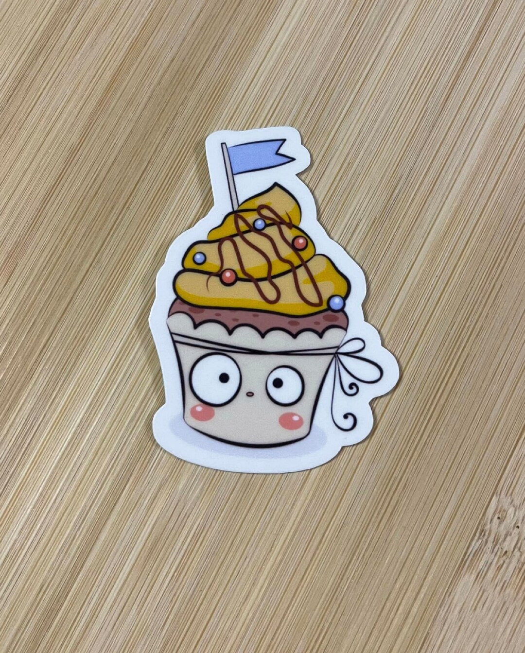Caramel Surprise Cupcake Kawaii Sticker, Cupcake Sticker, Kawaii ...