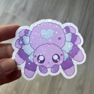 Purple & Blue Jumping Spider Holographic Sticker, Kawaii Jumping Spider ...
