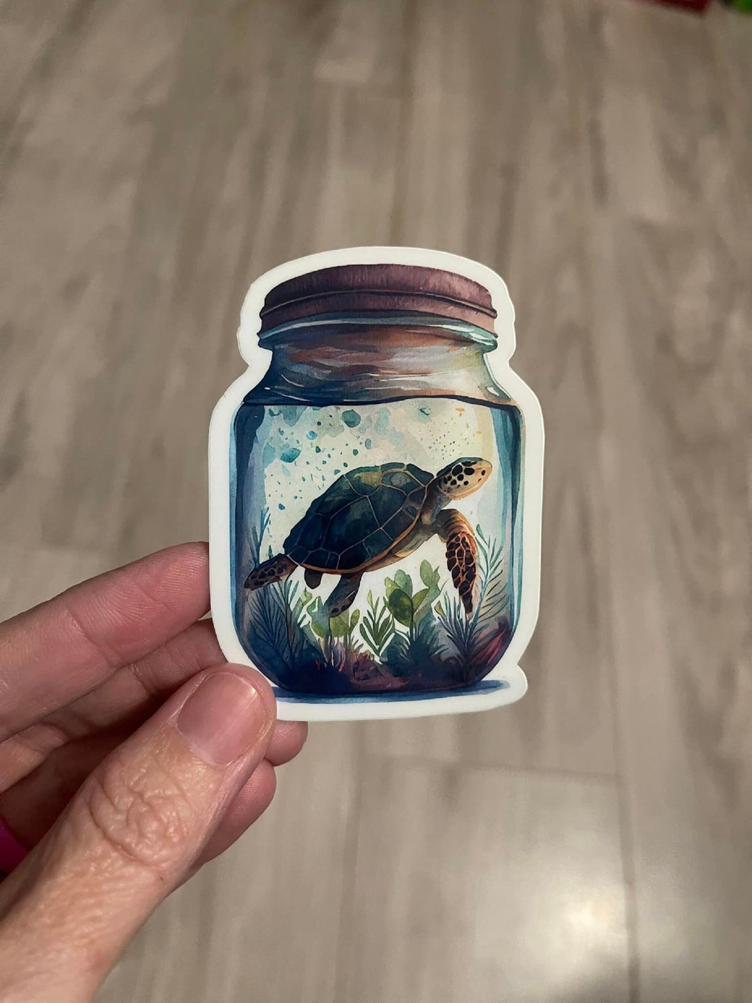 Sea Turtle Vinyl Die Cut Sticker - Sea Turtle Mason Jar Sticker - Sea ...