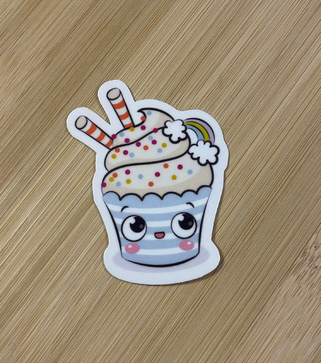 Rainbow Cupcake Kawaii Sticker, Cupcake Sticker, Kawaii Cupcake Sticker ...