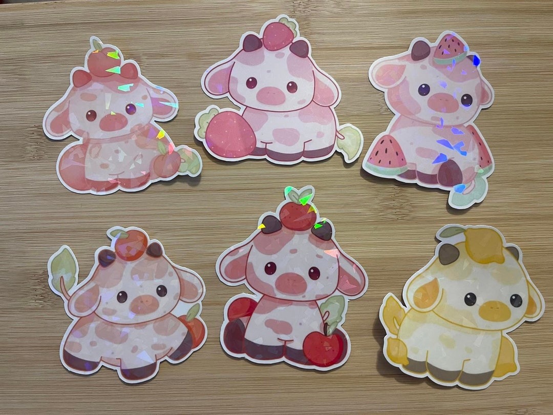 Pastel Fruit Calf Stickers, Kawaii Fruit Cow Stickers, Kawaii Fruit ...