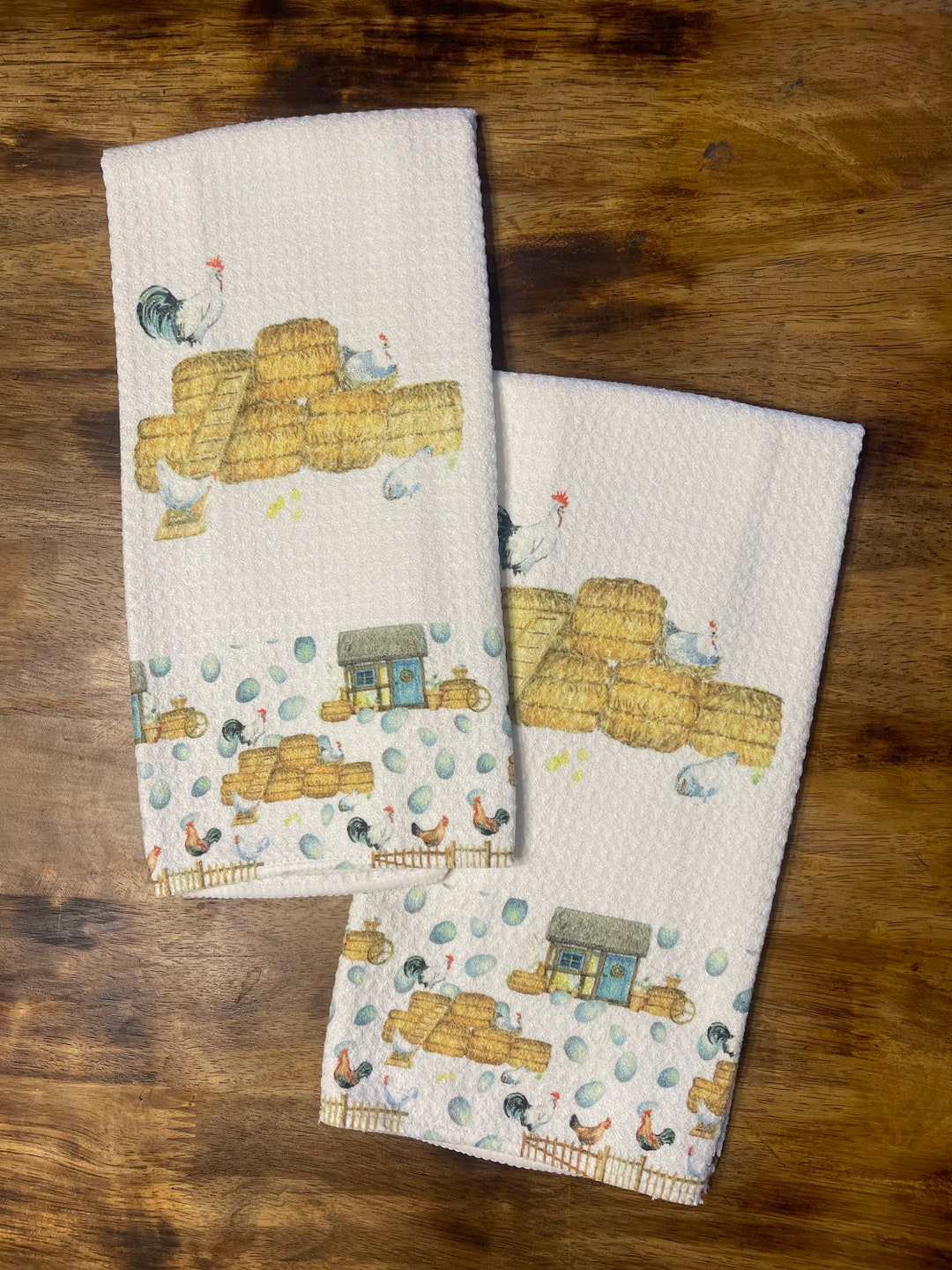 Vintage Chicken Tea Towels Kitchen Towels, Chicken Farm Towels, Kitchen ...