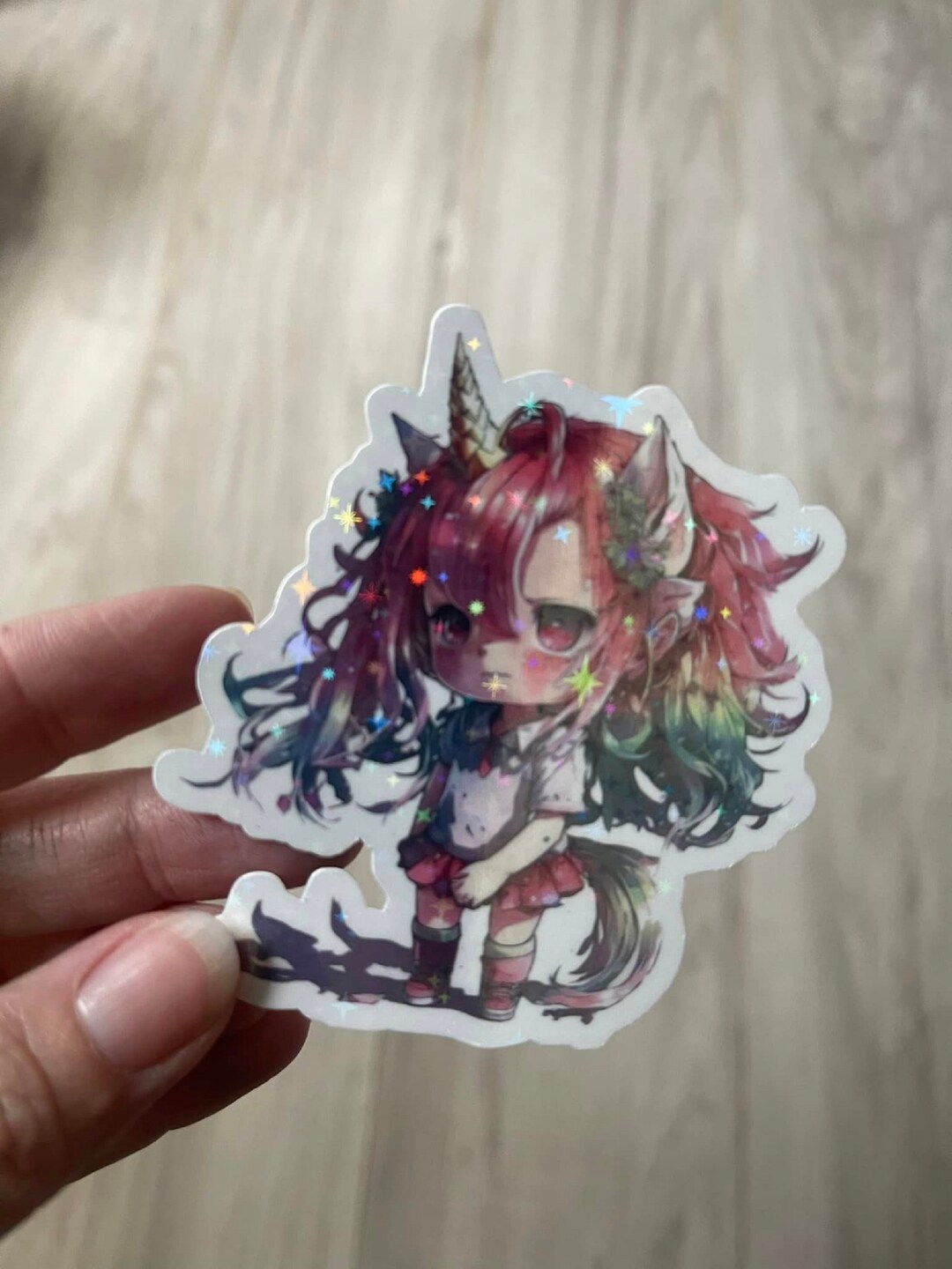 Kawaii Unicorn Holographic Sticker - Sticker - Unicorn Sticker - Diecut ...