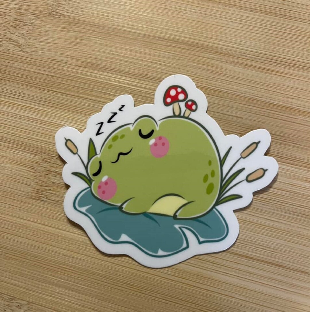 Frog Sticker, Frog Napping Kawaii Sticker, Vinyl Sticker, Kawaii ...