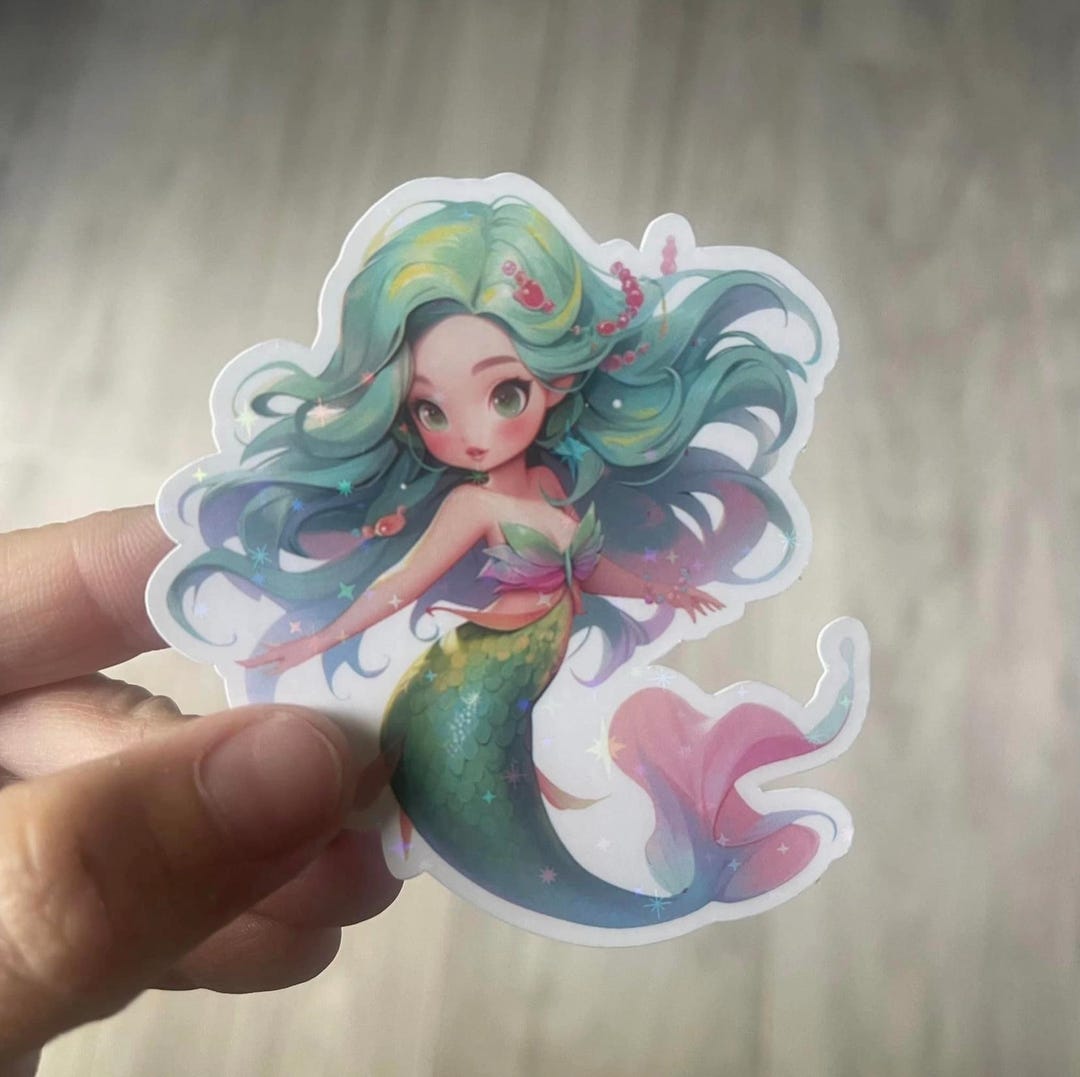 Holographic Mermaid Vinyl Sticker Decal - Cute Mermaid Sticker ...