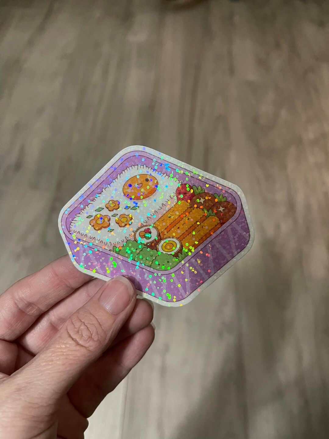 Kawaii Bento Box Holographic Sticker - Sticker - Bento Box Sticker ...
