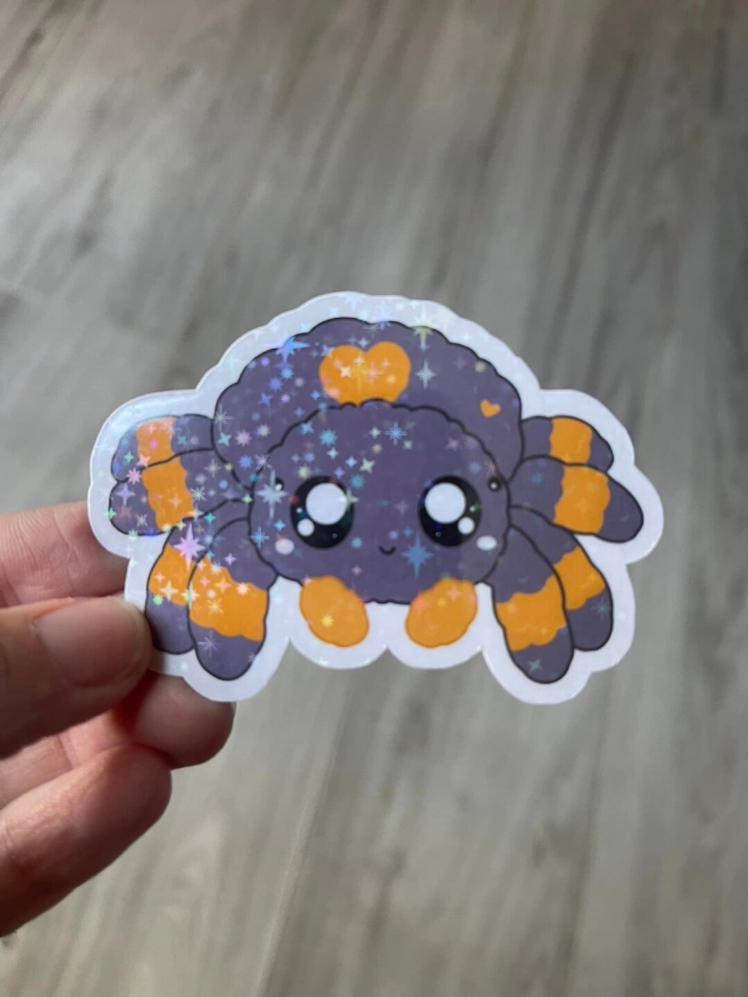 Orange & Black Jumping Spider Holographic Sticker, Kawaii Jumping ...