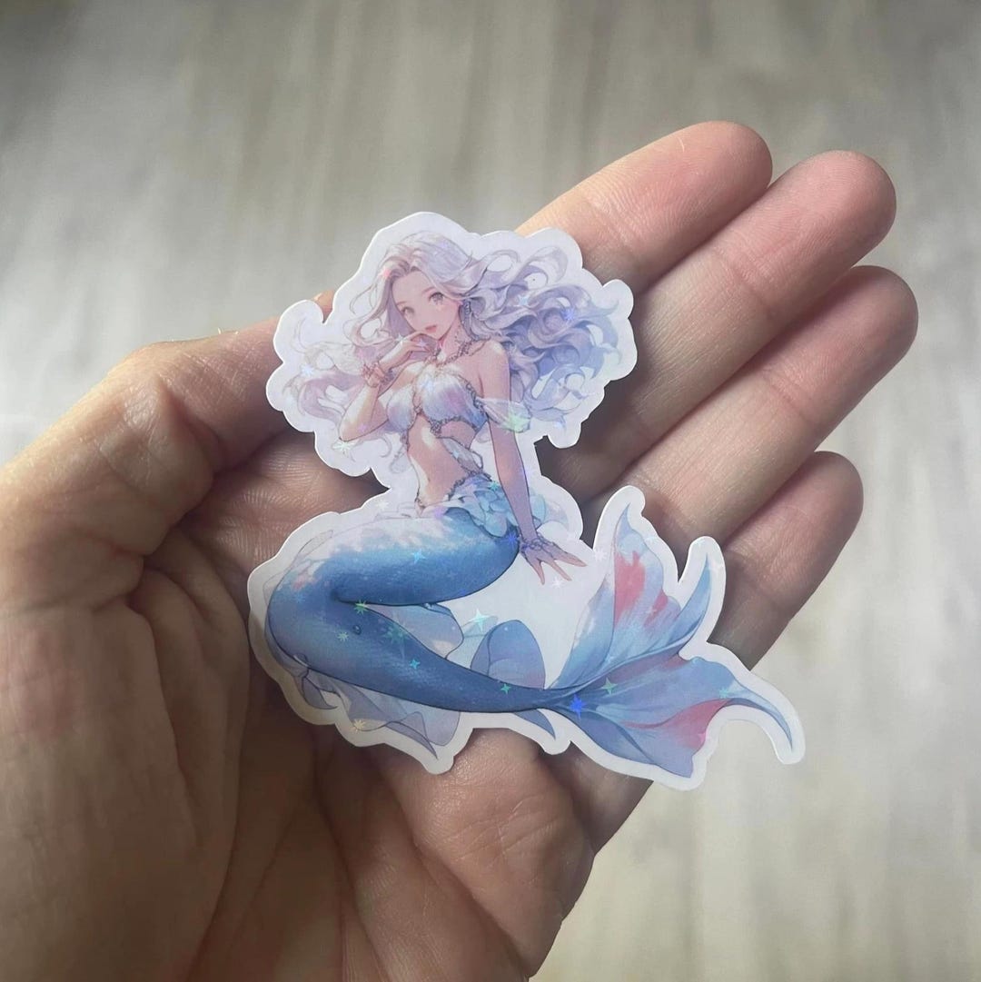 Holographic Mermaid Vinyl Sticker Decal - Cute Mermaid Sticker ...