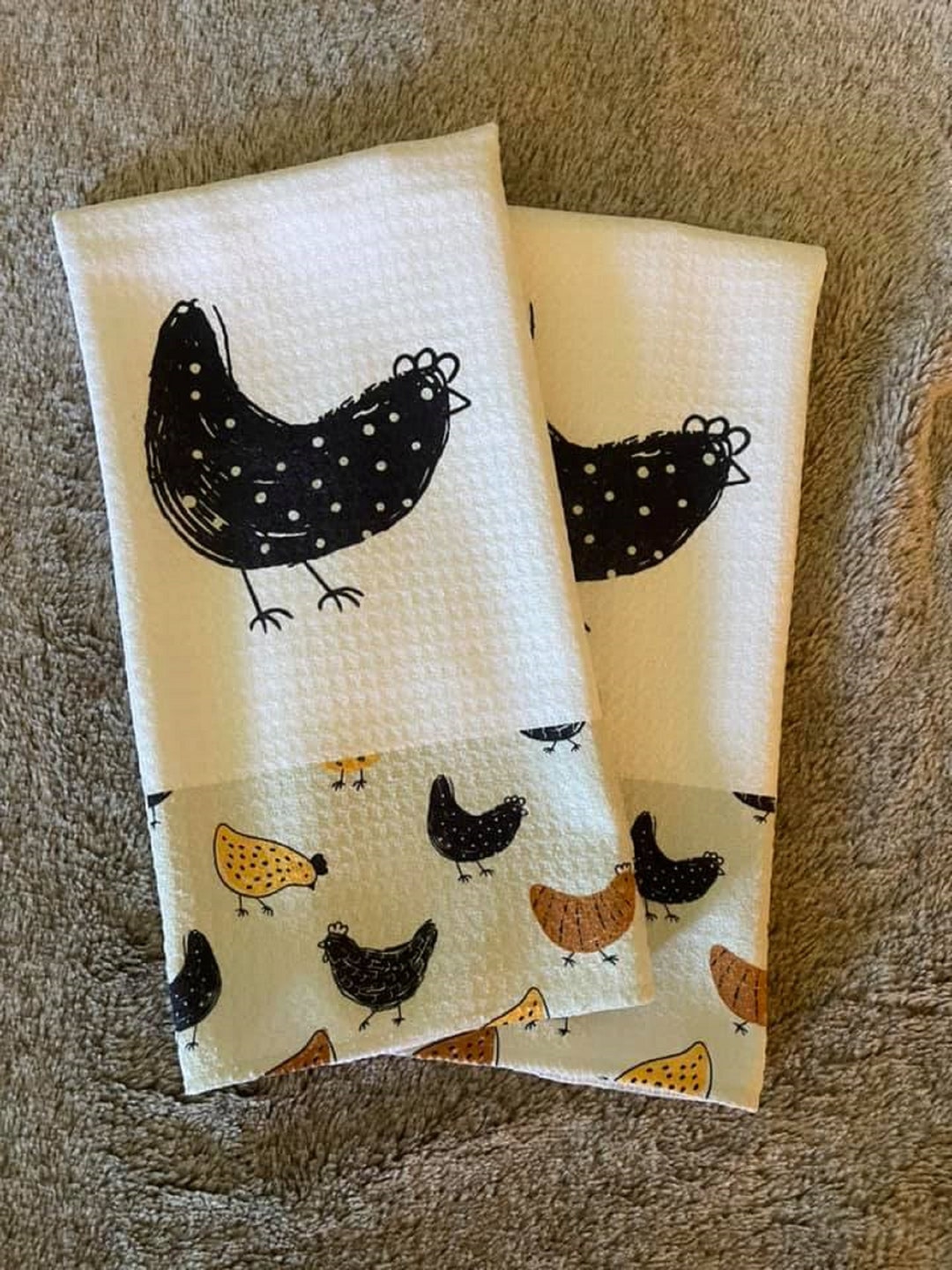 Vintage Hens Chicken Dish Towel Set, Chicken Tea Towels, Chicken ...