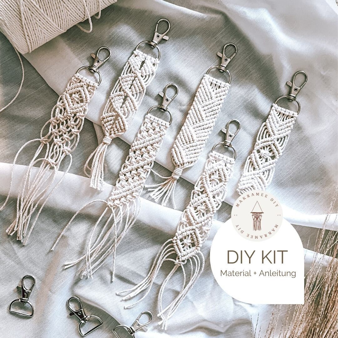 DIY Kit - Set of 3/6 Macrame Keychains, Macrame DIY Kit Including Video ...