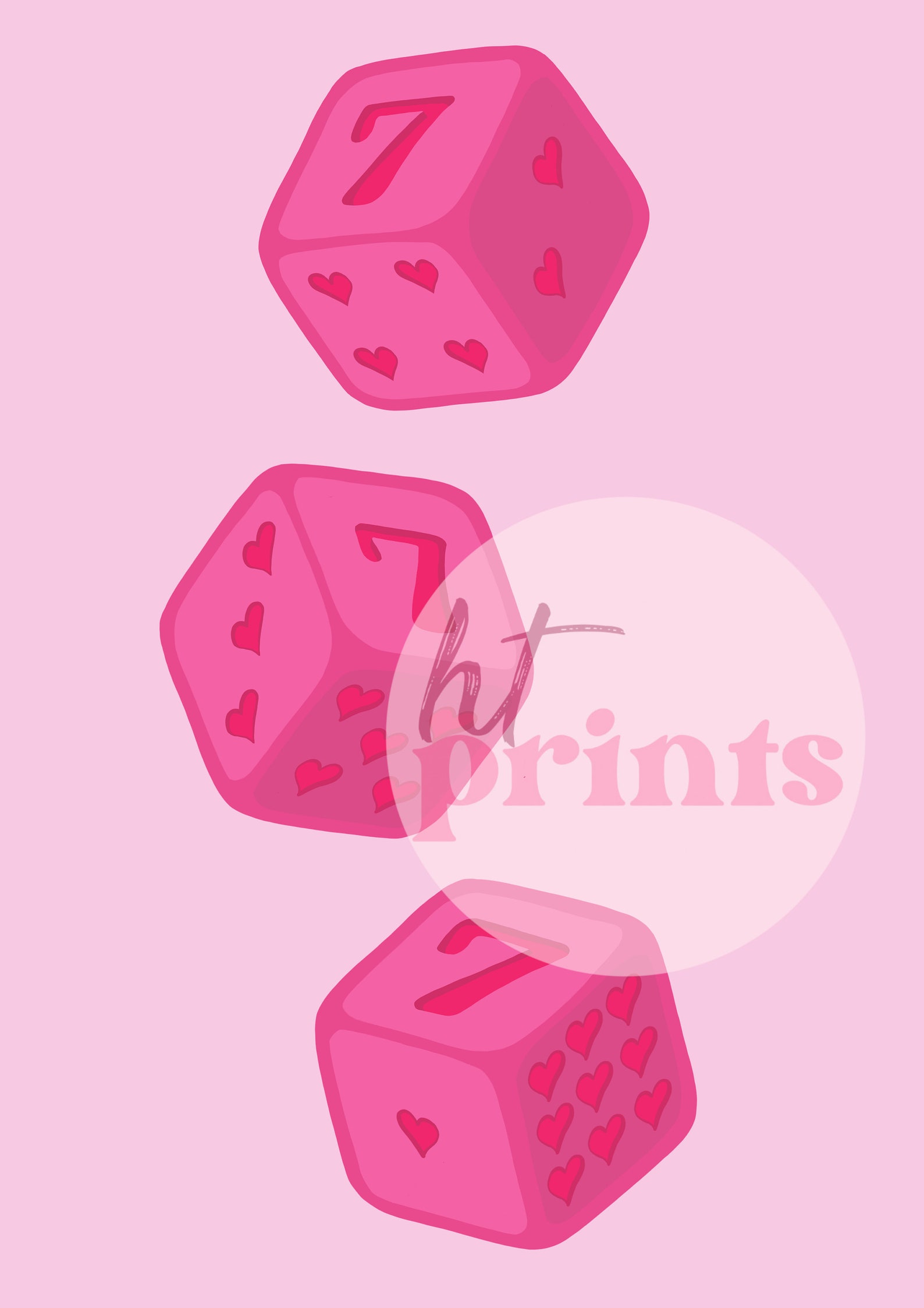 Pink Lucky 7 Dice Preppy Hearts | DIGITAL DOWNLOAD - Etsy