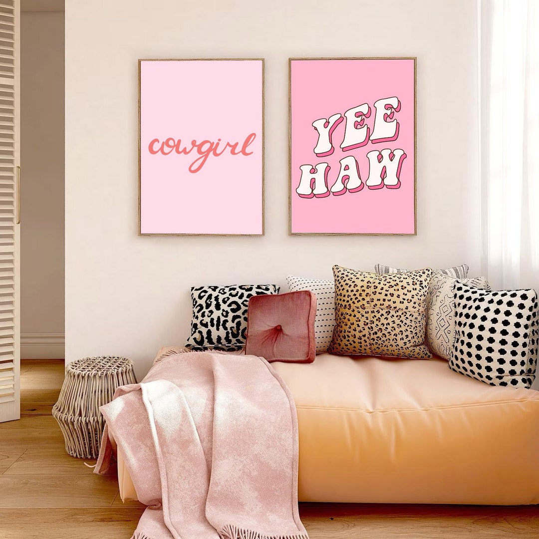 Pink Cowgirl, Yeehaw Quotes Set of 2 Digital Prints | Western Chic Wall ...