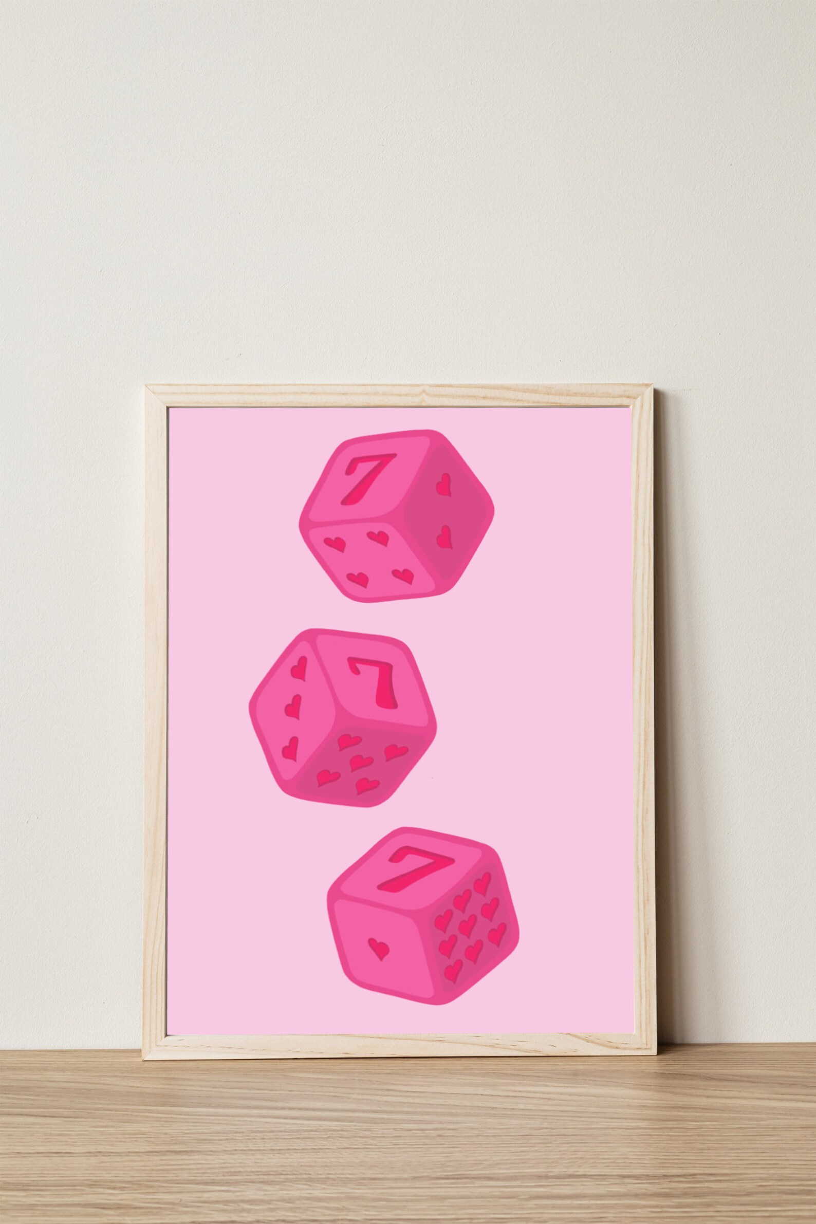 Pink Lucky 7 Dice Preppy Hearts | DIGITAL DOWNLOAD - Etsy