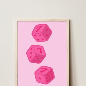 Pink Lucky 7 Dice Preppy Hearts | DIGITAL DOWNLOAD - Etsy