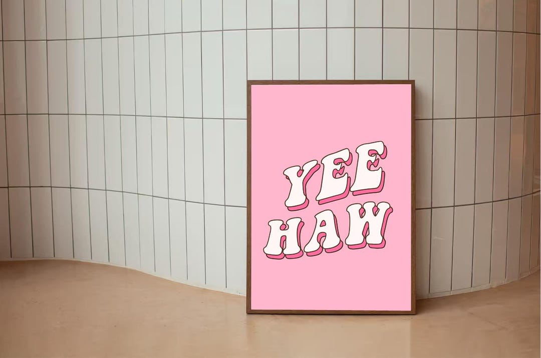 Pink Yee Haw Cowboy Digital Print Western Glam Wall Art - Etsy