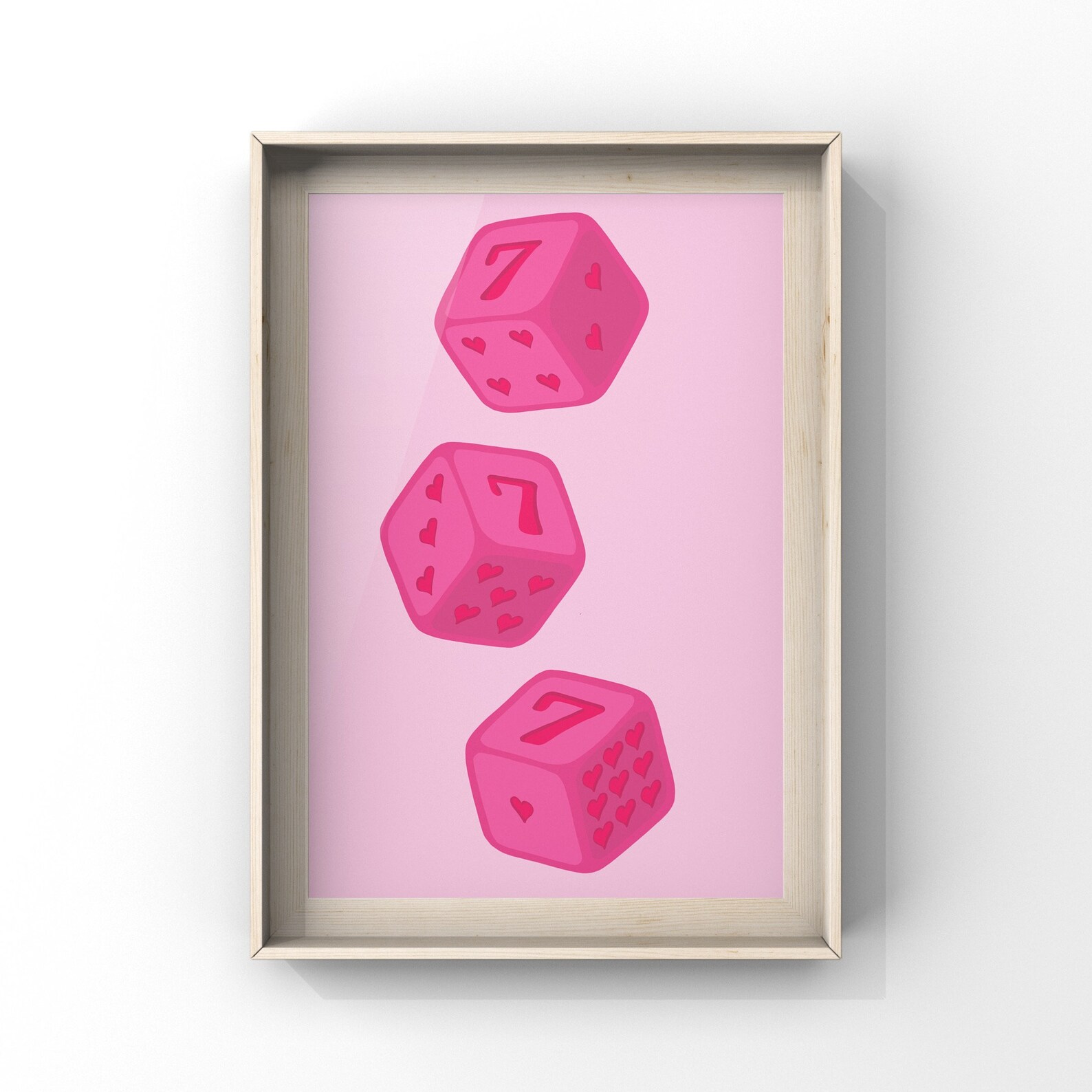 Pink Lucky 7 Dice Preppy Hearts | DIGITAL DOWNLOAD - Etsy