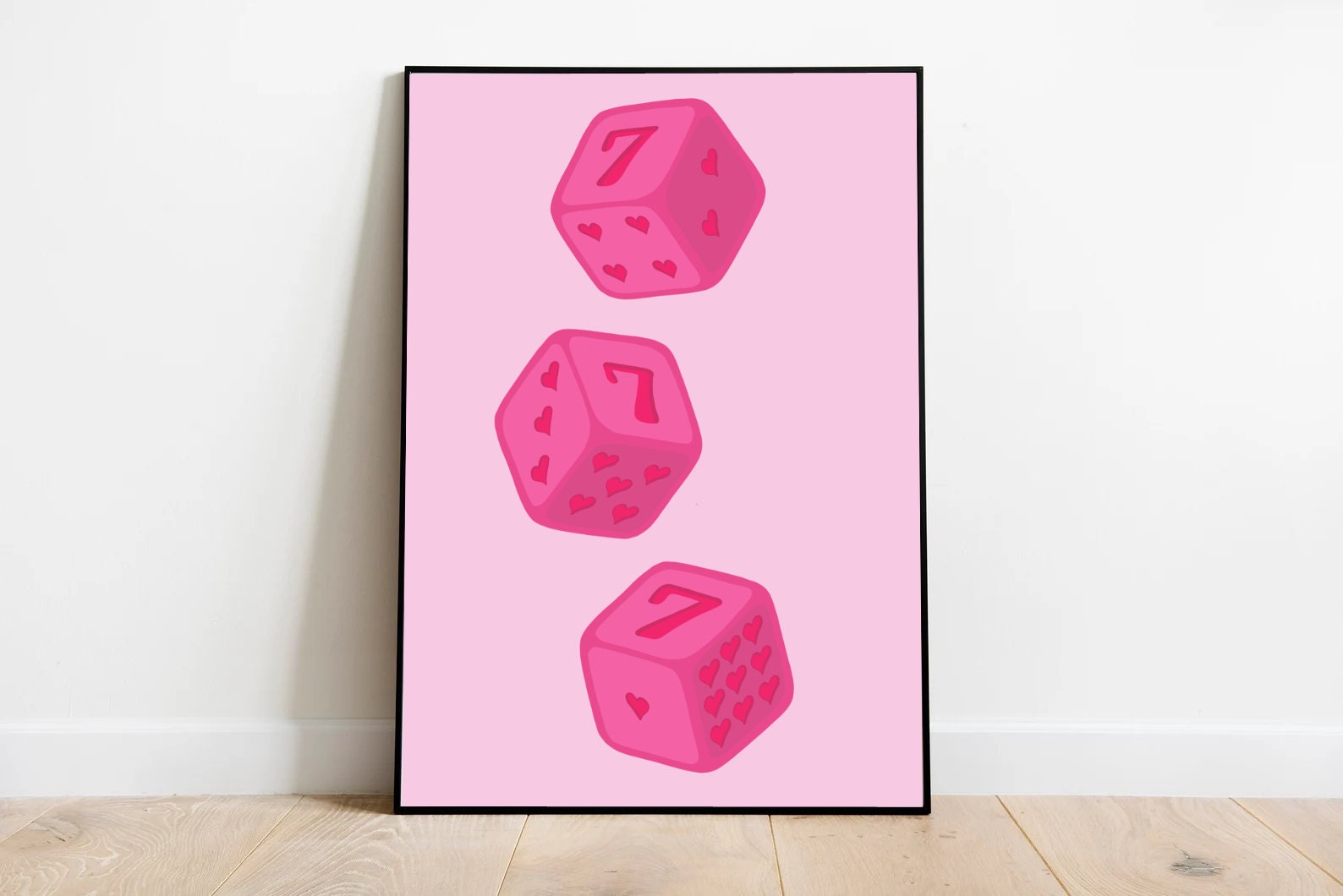 Pink Lucky 7 Dice Preppy Hearts | DIGITAL DOWNLOAD - Etsy