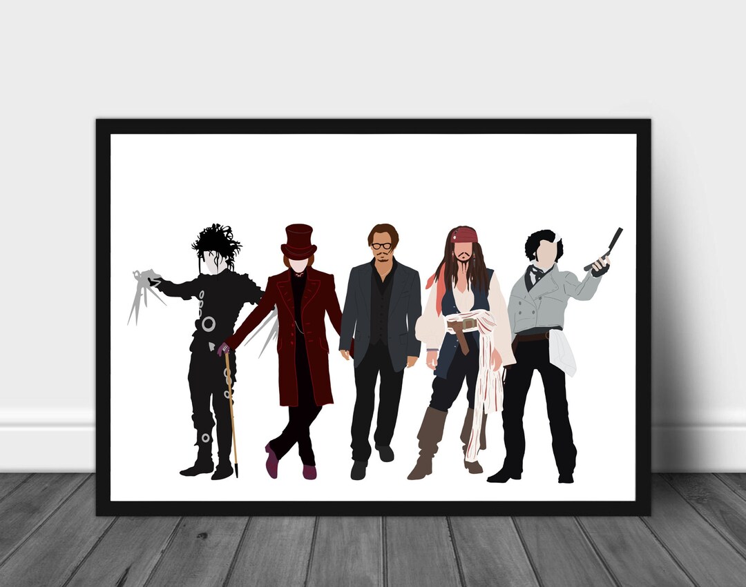 Johnny Depp Characters Minimalist Art Print | Digital Download | Hand ...