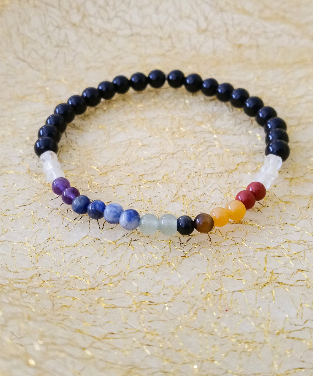 7 Chakra Bead Bracelet, Chakra Jewelry, Crystal Healing Beads, Natural ...