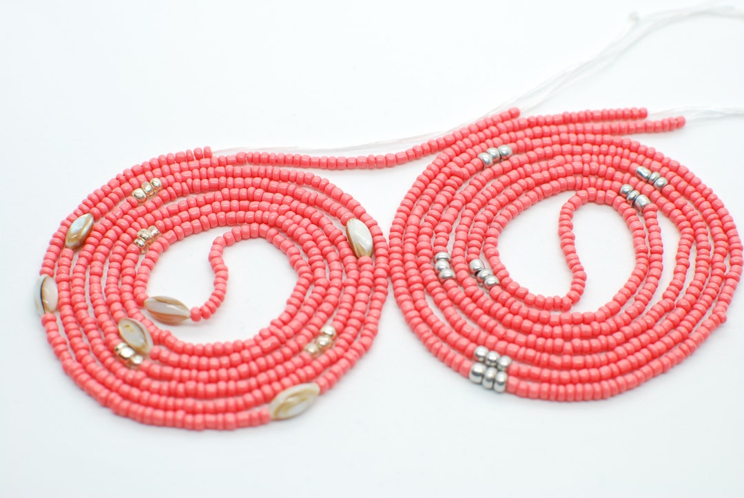 Tie on Peach Waist Bead Set 2 Piece Belly Bead Nylon Strand Weight Loss ...
