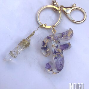 Custom Letter Keychain - Flower Initial Keychain - Quartz Crystal ...