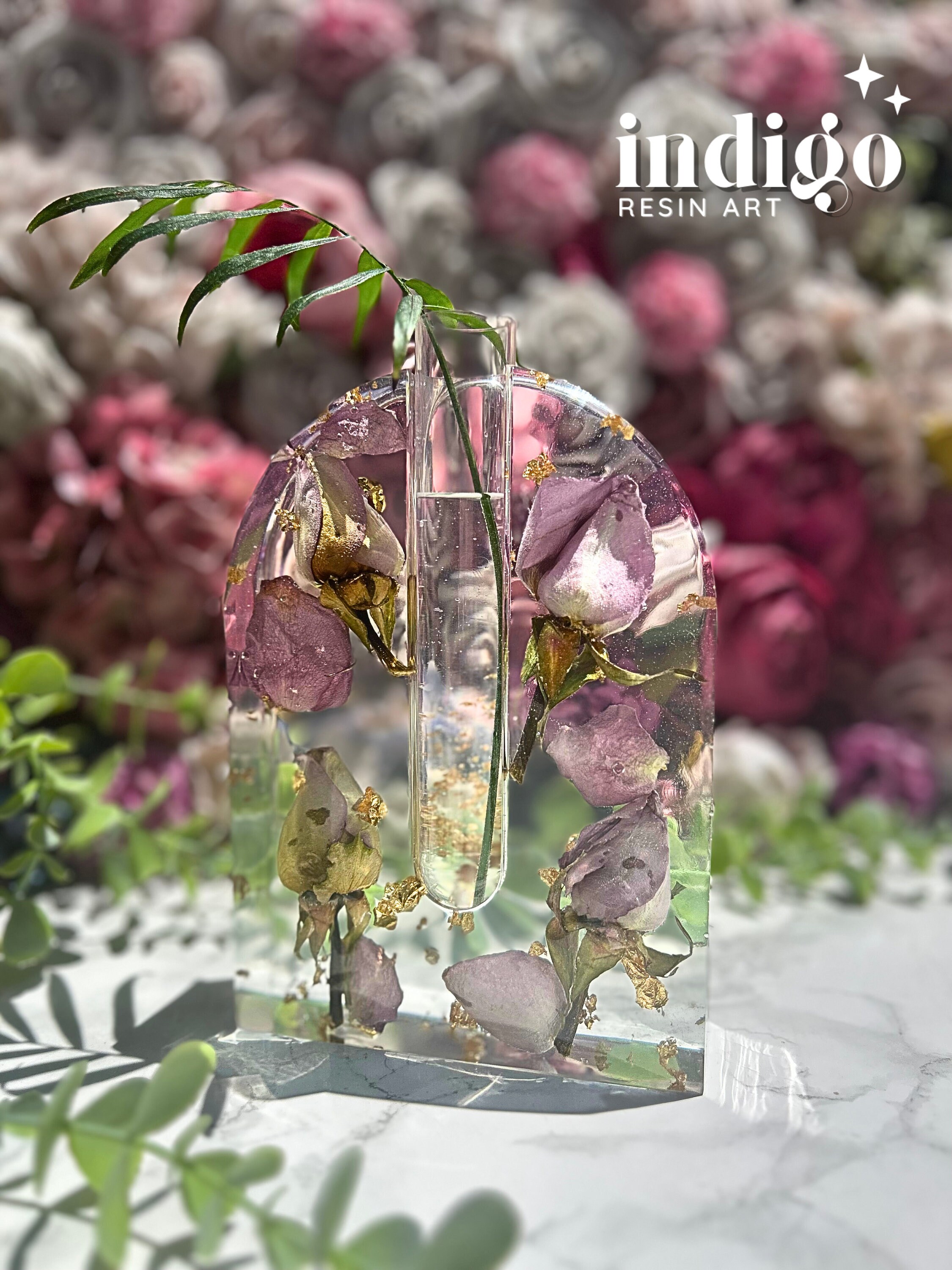 Real Purple Rose Propagation Stand With Gold Leaf Accents - Etsy