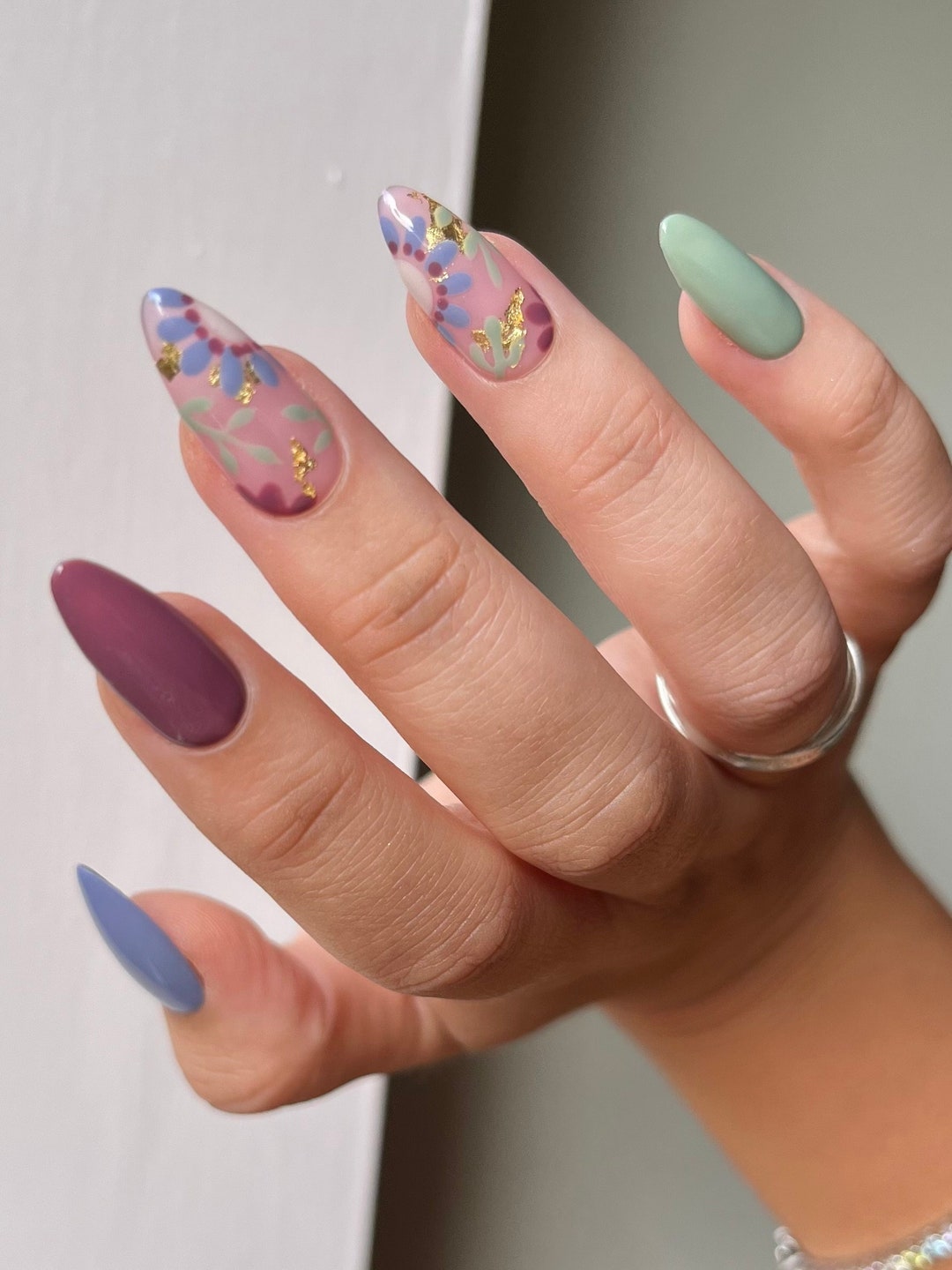 HARLOW Press on Nails - Autumn Florals - Set of 10 Luxury Made to Order ...