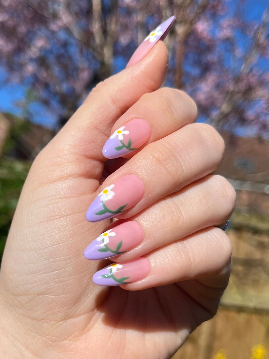 ELSIE Press on Nails Daisy French Set Set of 10 Luxury Made to Order ...