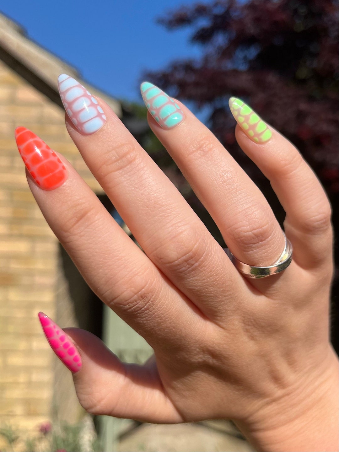 CLEO Press on Nails Multi Colour Croc Set of 10 Luxury Made to Order ...