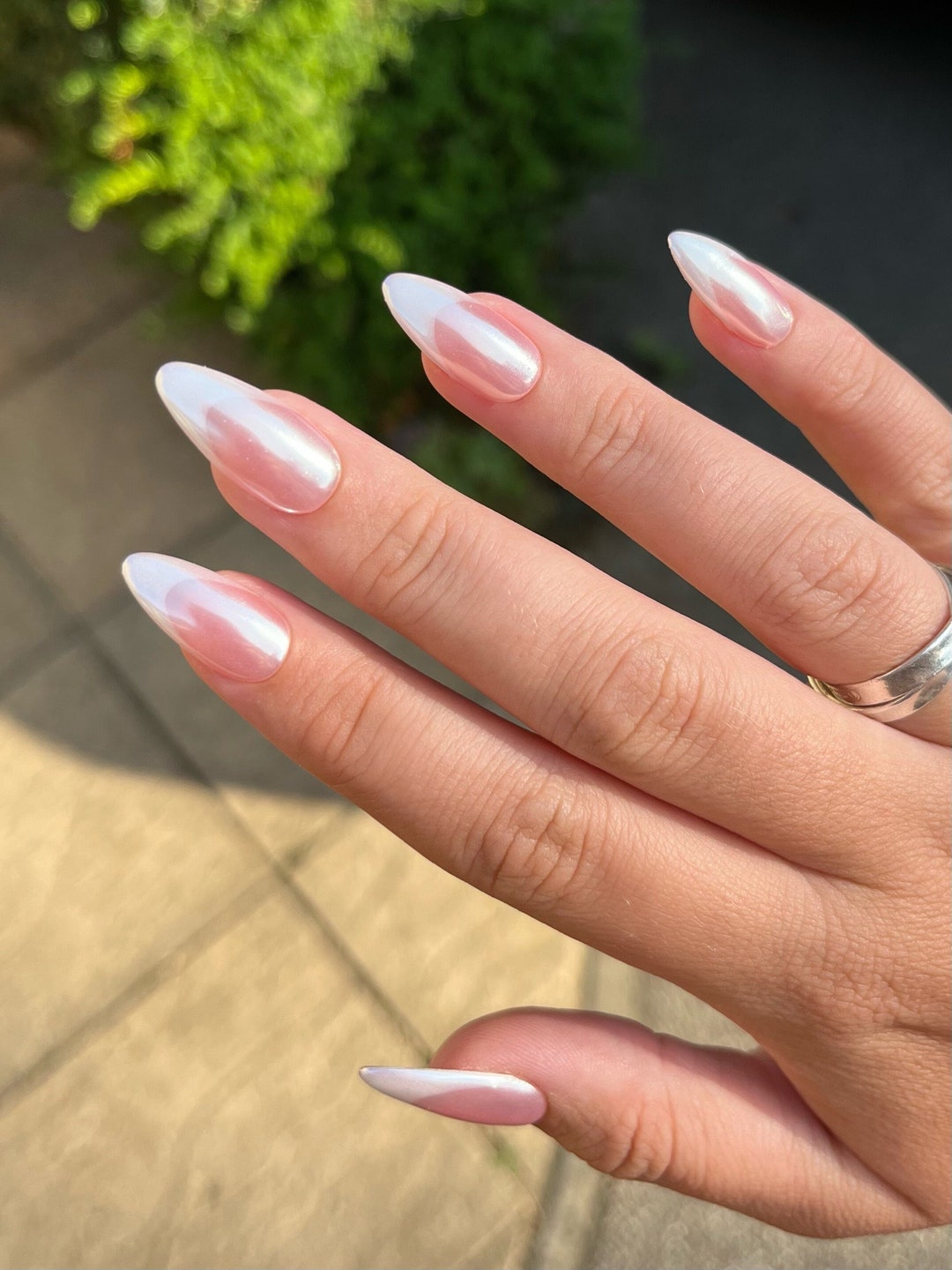 ESTELLE Press on Nails - Glazed French - Set of 10 Luxury Made to Order ...