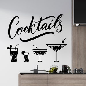 Cocktail Wall Decal Cocktail Wall Sticker Cocktail Wall Art Drinks Wall ...