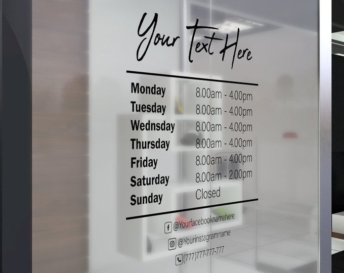 Custom Decal, Business Business Wall Decal, Business Door Decal, Store ...