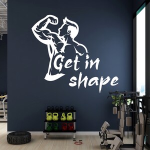 Get in Shape Decal,gym Wall Decal,gym Wall Art,fitness Wall Quotes ...