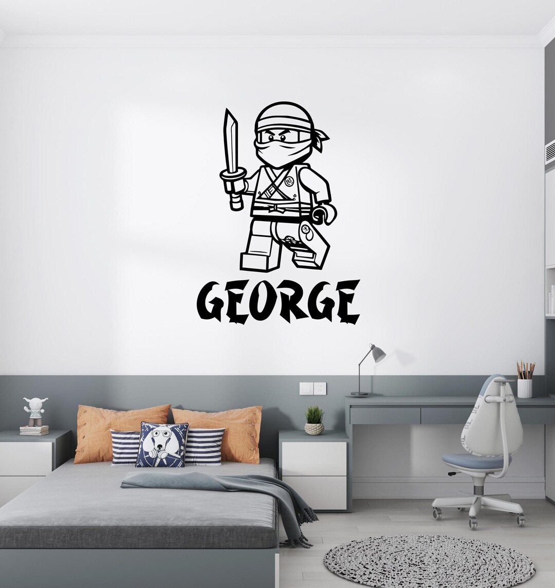 Ninja Wall Decal,ninja Wall Art,knife Wall Sticker,ninja Personalized ...
