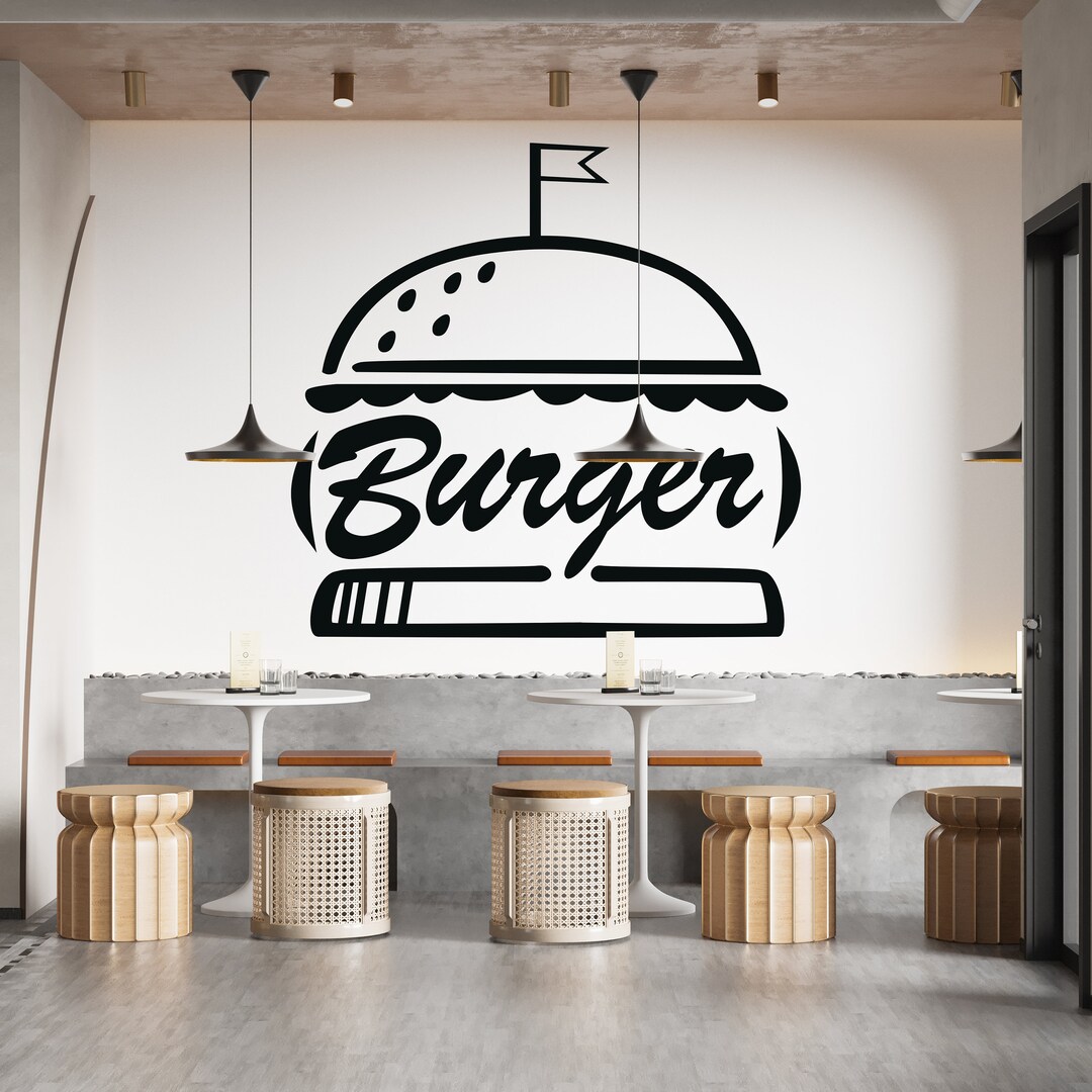 Burger Wall Decal Burger Wall Sticker Burger Wall Art Fast Food Wall ...