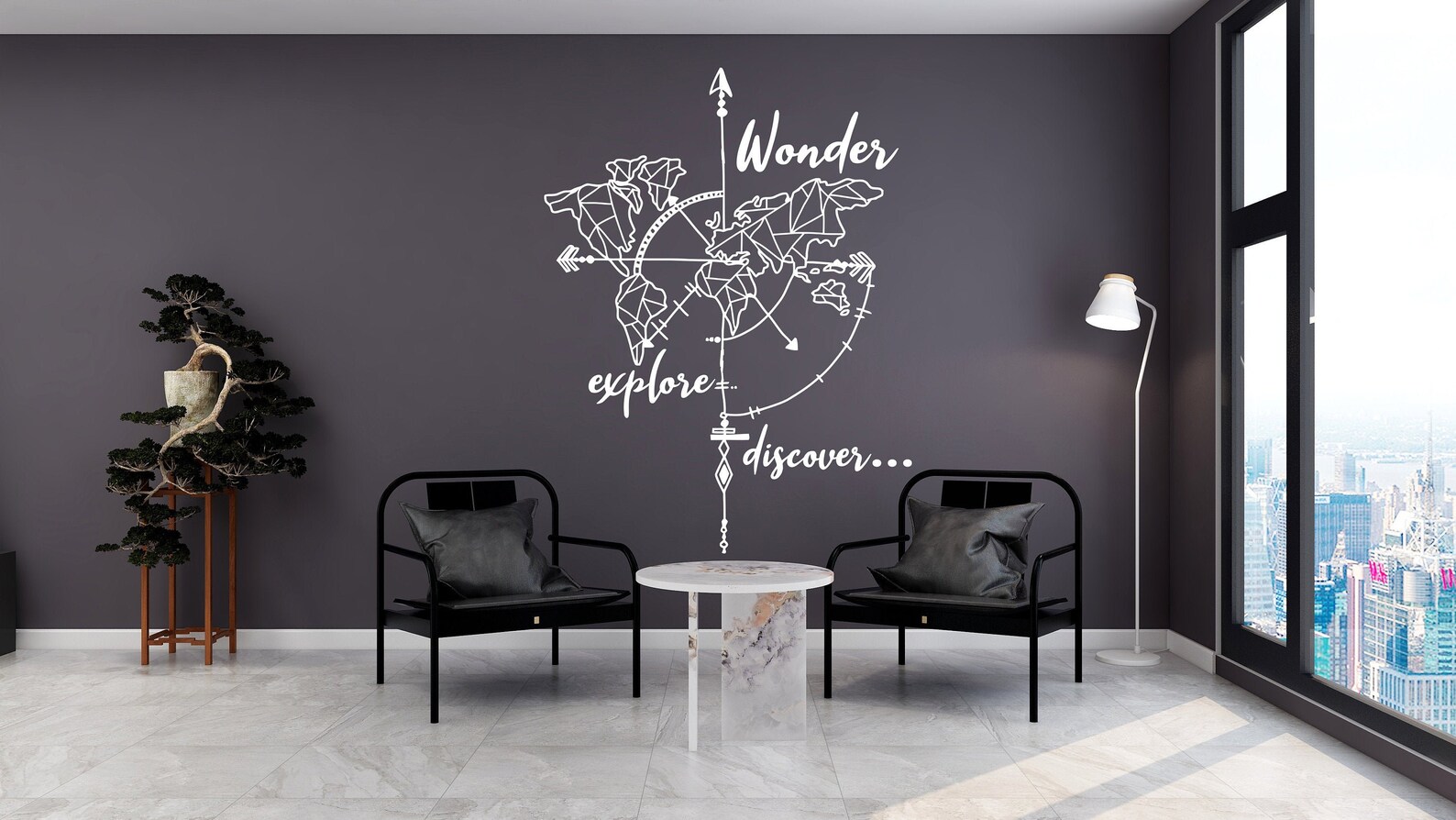 World Map Wall Decal-wonder Explore Discover Wall - Etsy