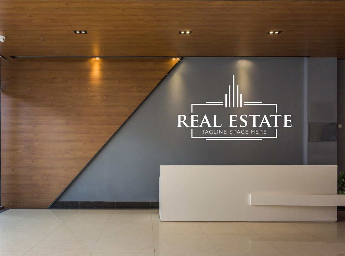 Real Estate With Costumable Tagline Logo Wall Decal,realtor Office Wall ...