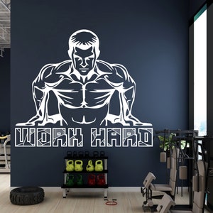 Work Hard Wall Decal, Gym Wall Art, Fitness Wall Quotes,gym Wall ...