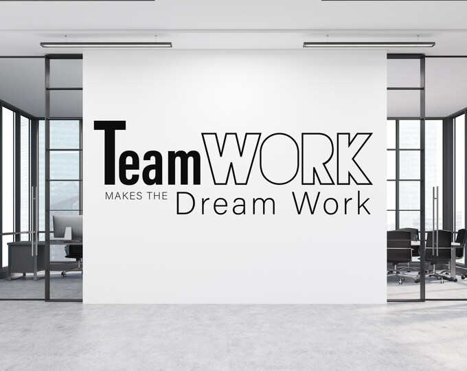 Teamwork Office Wall Decal Motivation Quotes Decal Office Wall Sticker ...