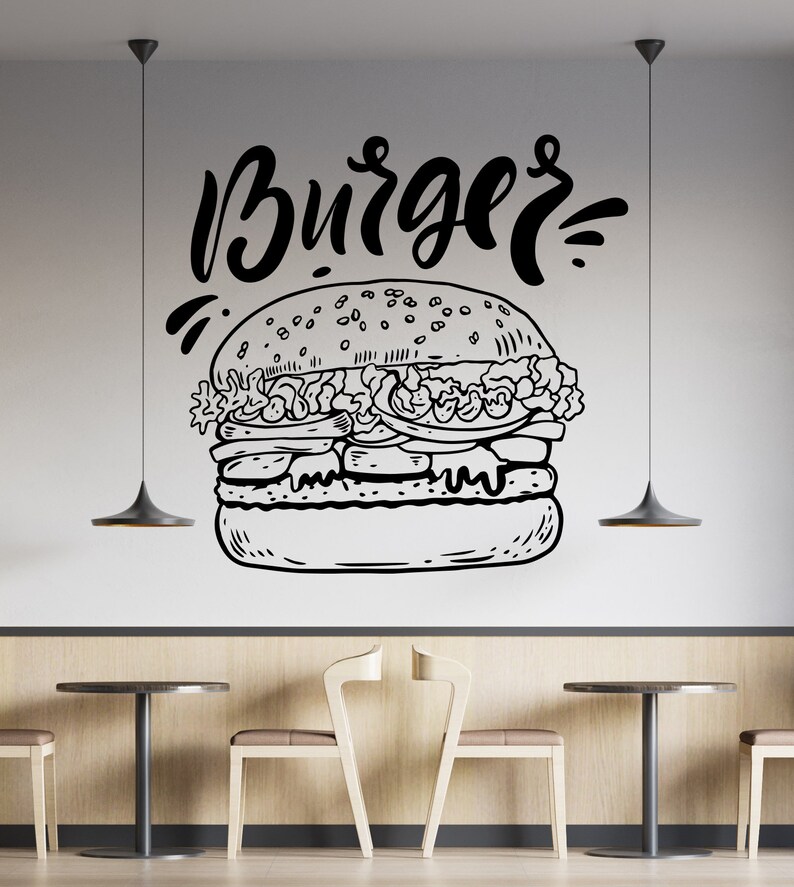 Burger Wall Decal Burger Wall Sticker Burger Wall Art Fast - Etsy