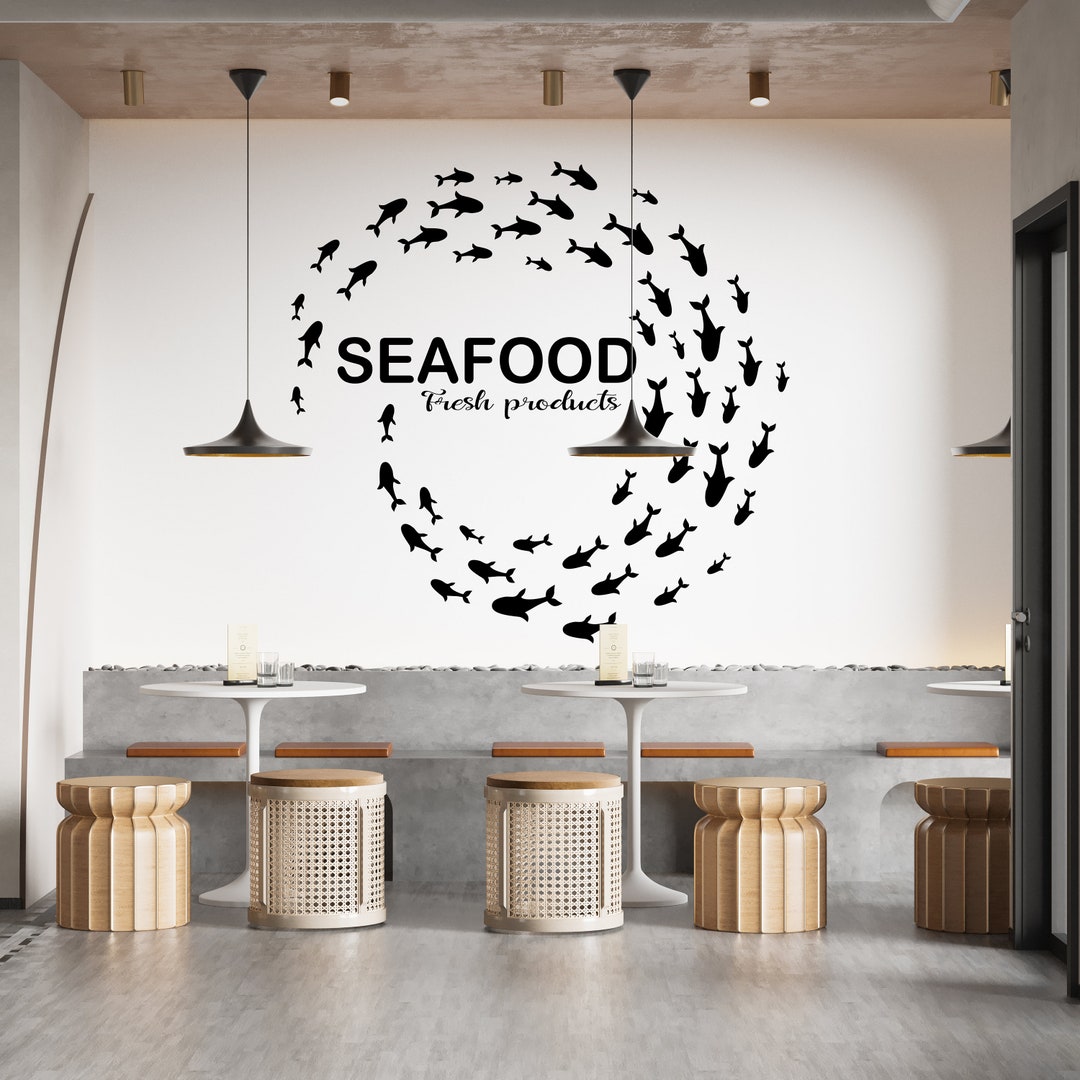 Fish Store Wall Decal,seafood Wall Sticker,fish Restaurant Wall Art ...