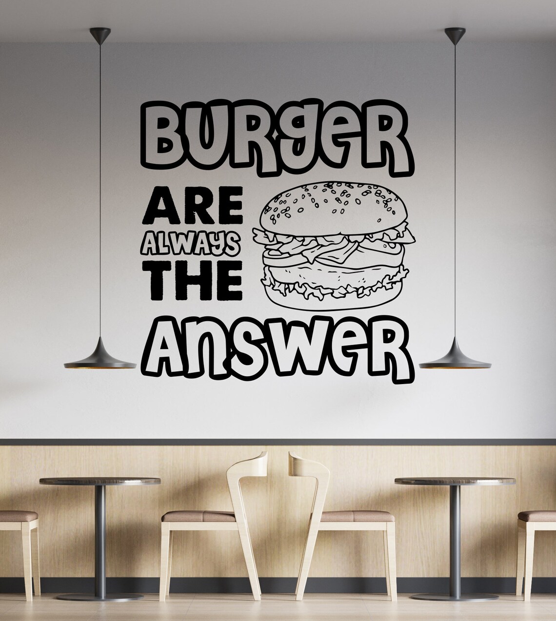 Burger Wall Decal Burger Wall Sticker Burger Wall Art Fast Food Wall ...