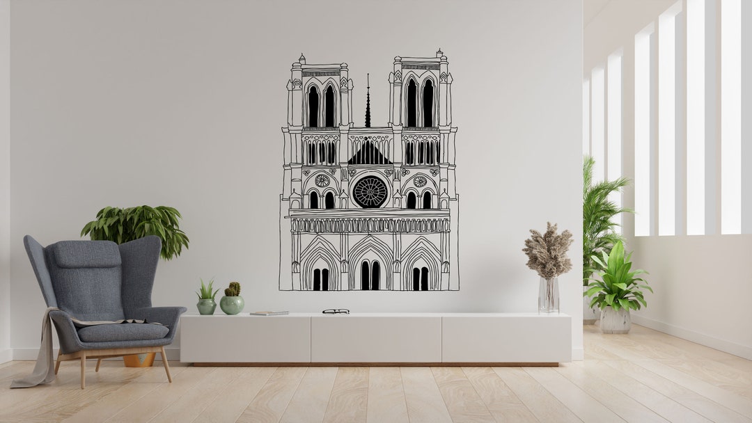 Notre Dame Cathedral Wall Decal,paris Wall Art,eiffel Tower Wall ...