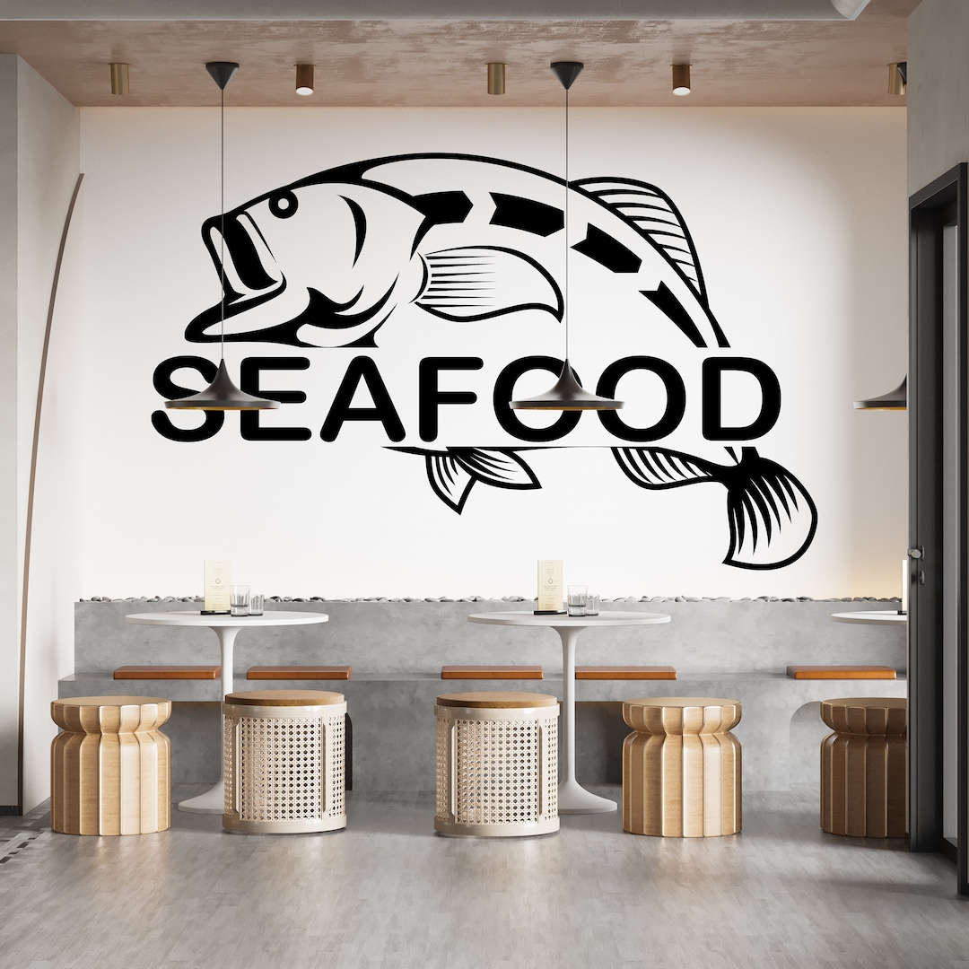 Fish Store Wall Decal,seafood Wall Sticker,fish Restaurant Wall Art ...