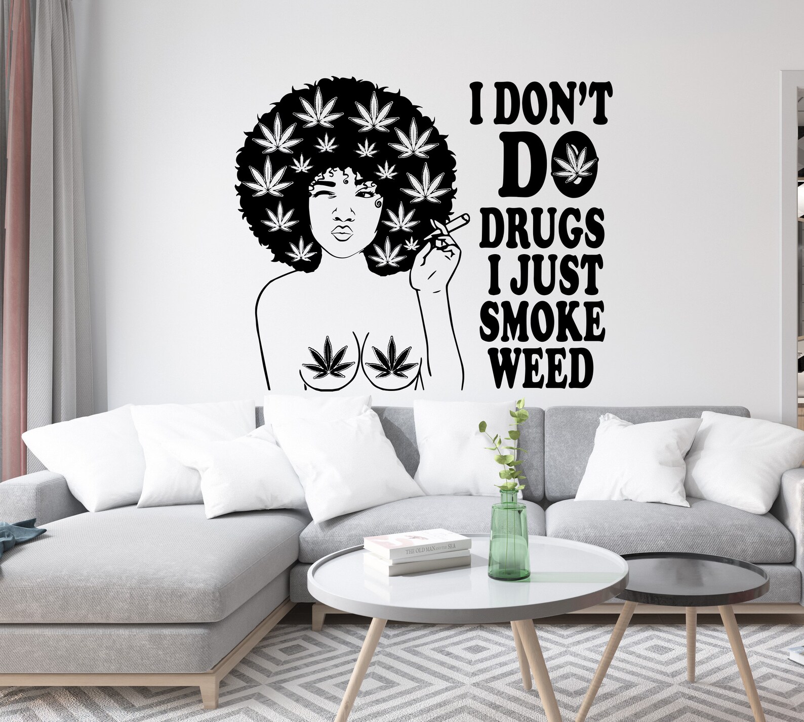 Girl Cannabis Wall Decal Marijuana Leaf Wall Decor Medical - Etsy