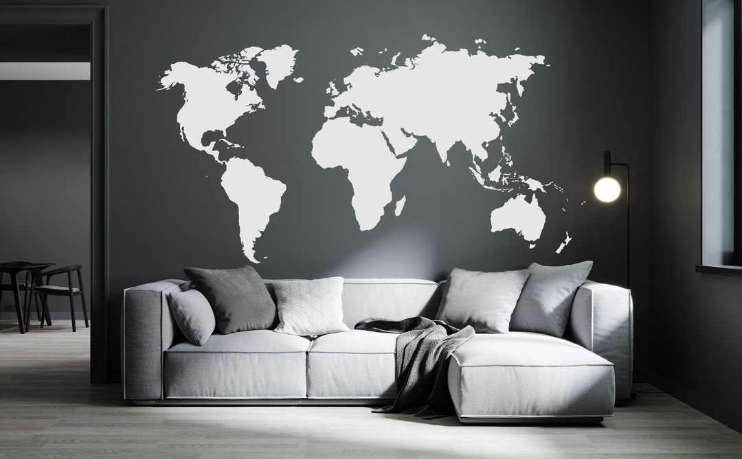 World Map Wall Decal Map Wall Decal Map Wall Sticker World Wall Art ...