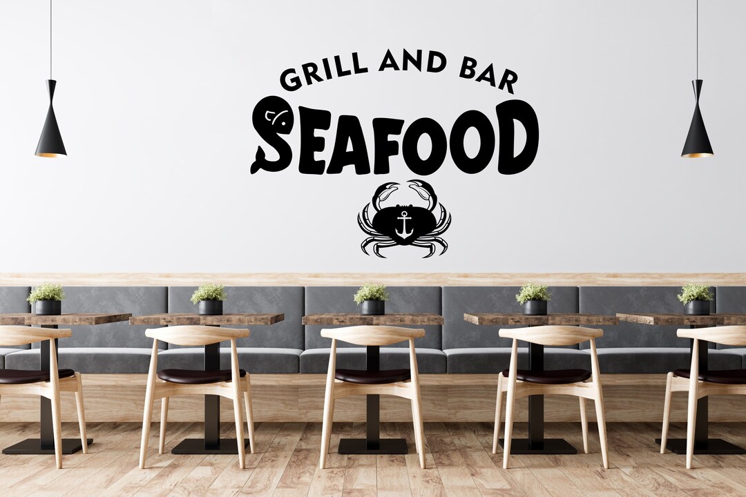 Fish Store Wall Decal,seafood Wall Sticker,fish Restaurant Wall Art ...