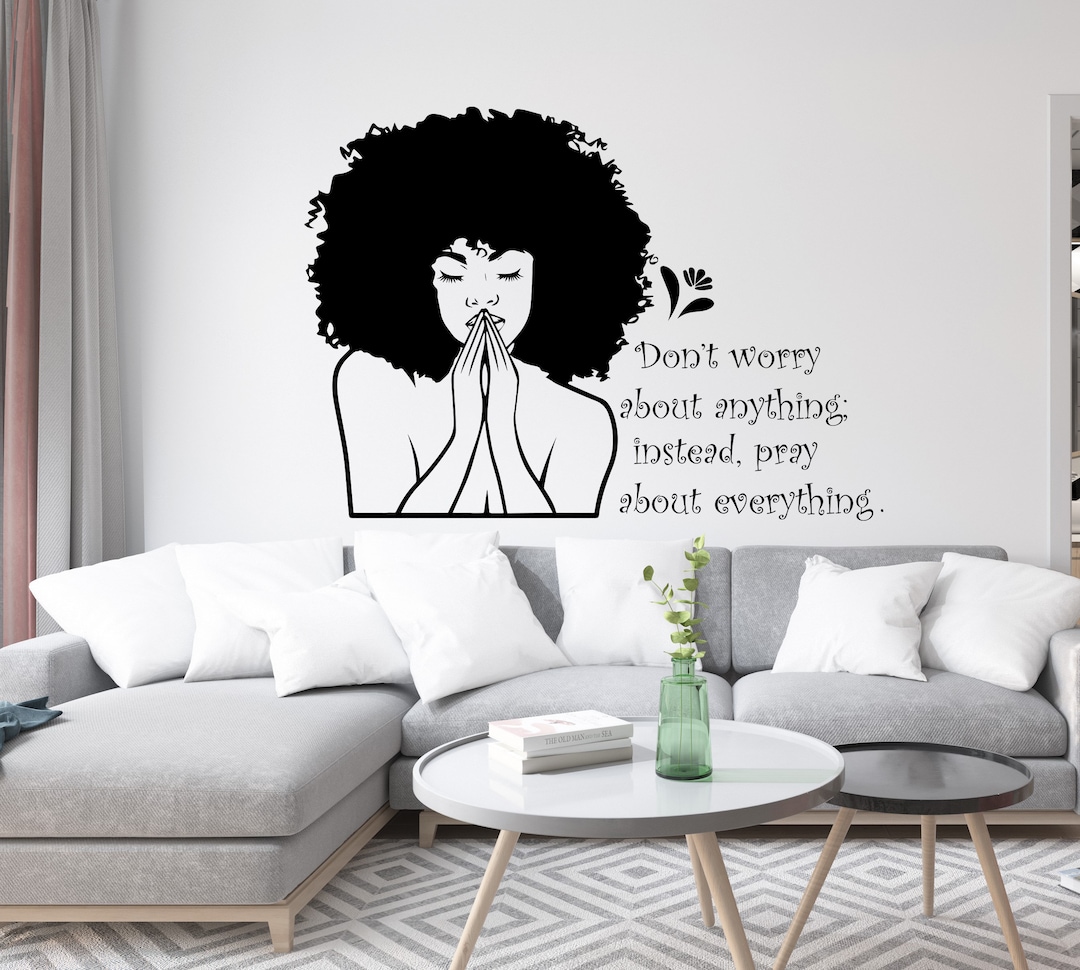 Black Woman Praying Wall Decal,diva Quotes, African Goddess Decal ...