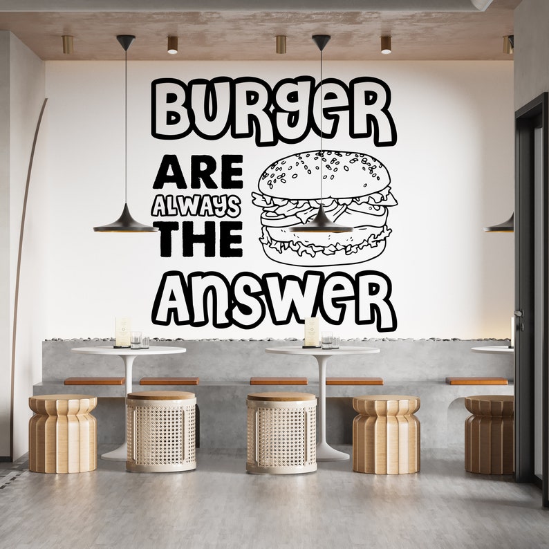 Burger Wall Decal Burger Wall Sticker Burger Wall Art Fast Food Wall ...