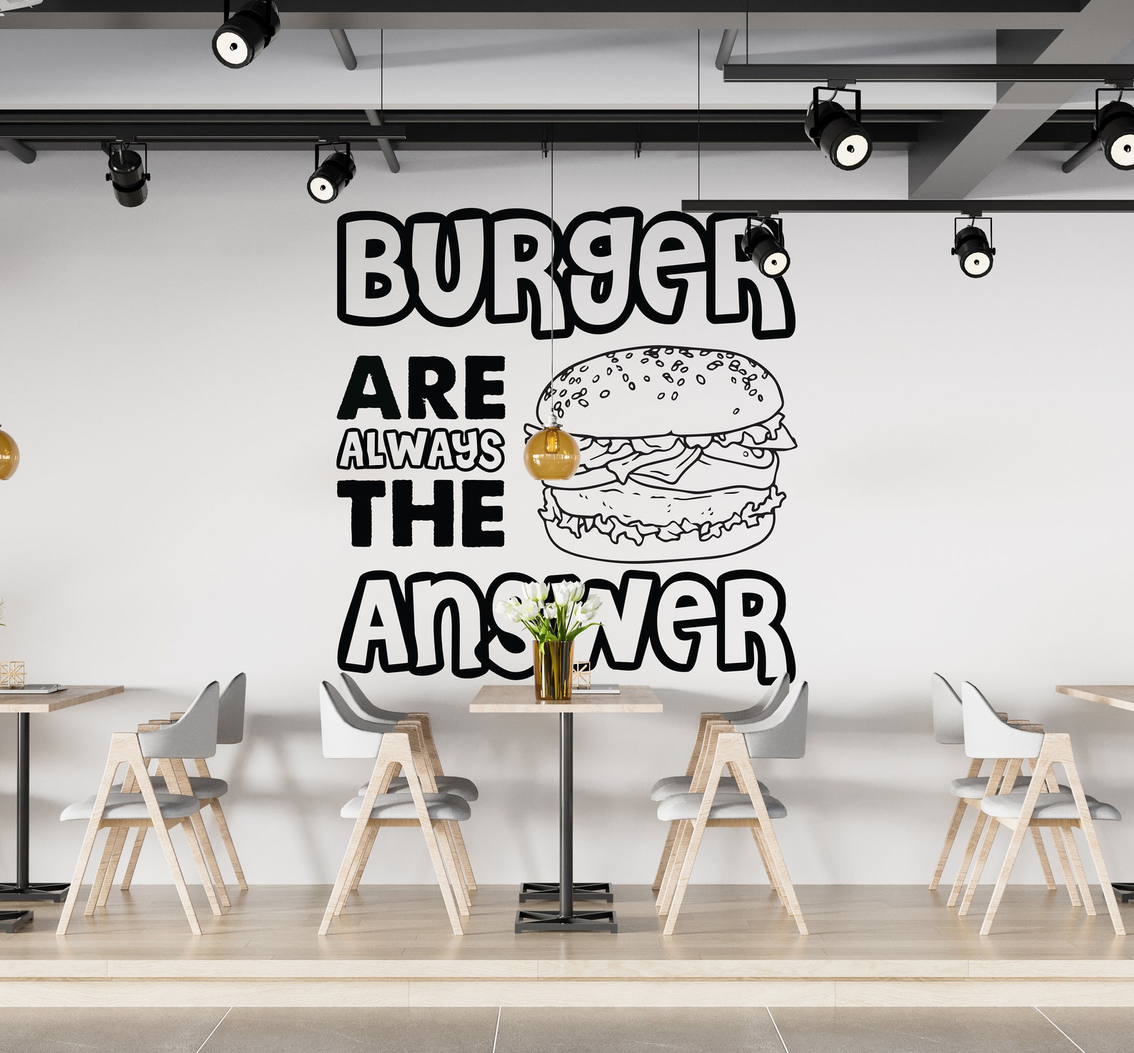 Burger Wall Decal Burger Wall Sticker Burger Wall Art Fast - Etsy